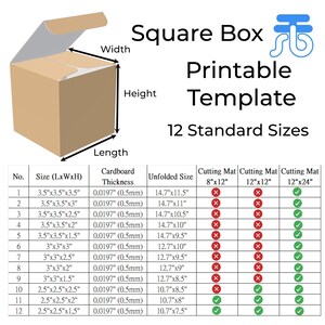 Square Box Dieline Template | Cube Box Template | Classic Box Template ...