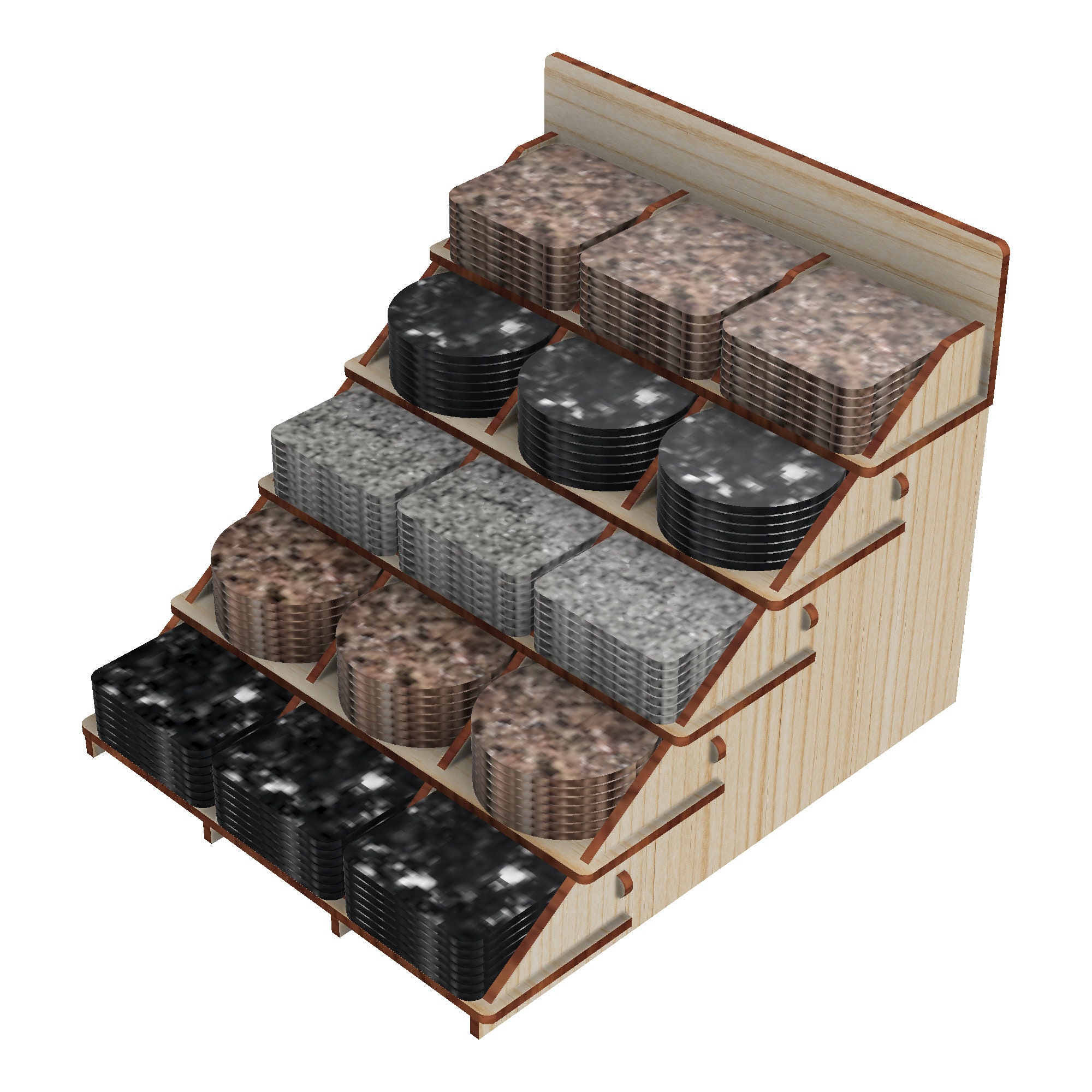 Laser Cut Files for 4 Inch Coaster Display Stand With 15 Pockets, Craft ...