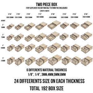 Total 192 Different Two Piece Box, Bundle Laser Cut Svg Files, 24 ...