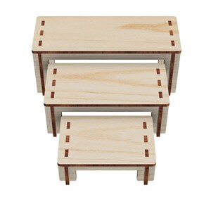 3 Tier Nesting Shelf Riser Display Stand, Display Shelf, Product Riser, Laser Cut Template ...