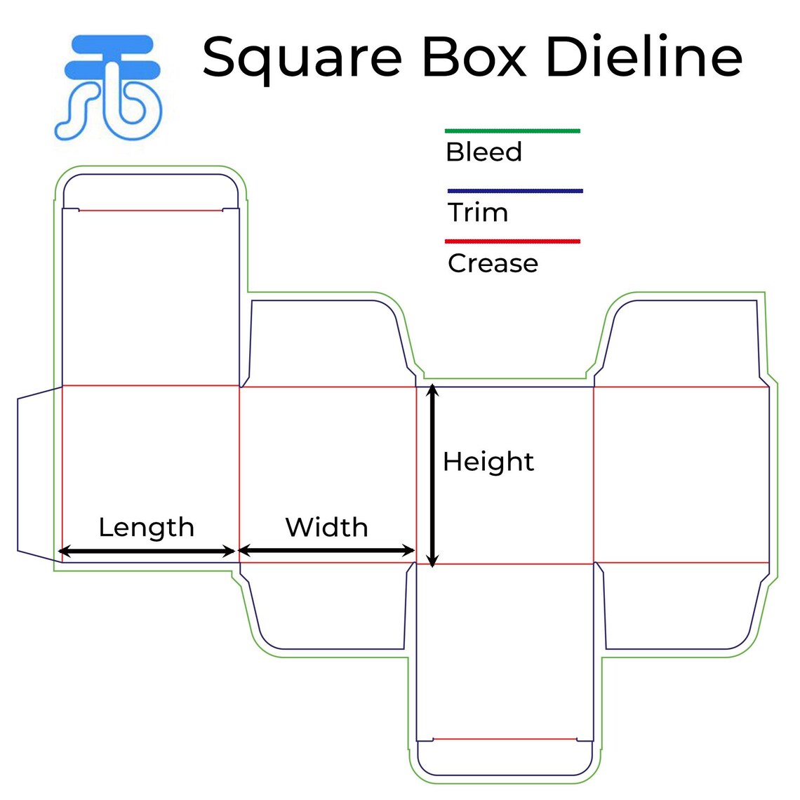Square Box Dieline Template | Cube Box Template | Classic Box Template ...