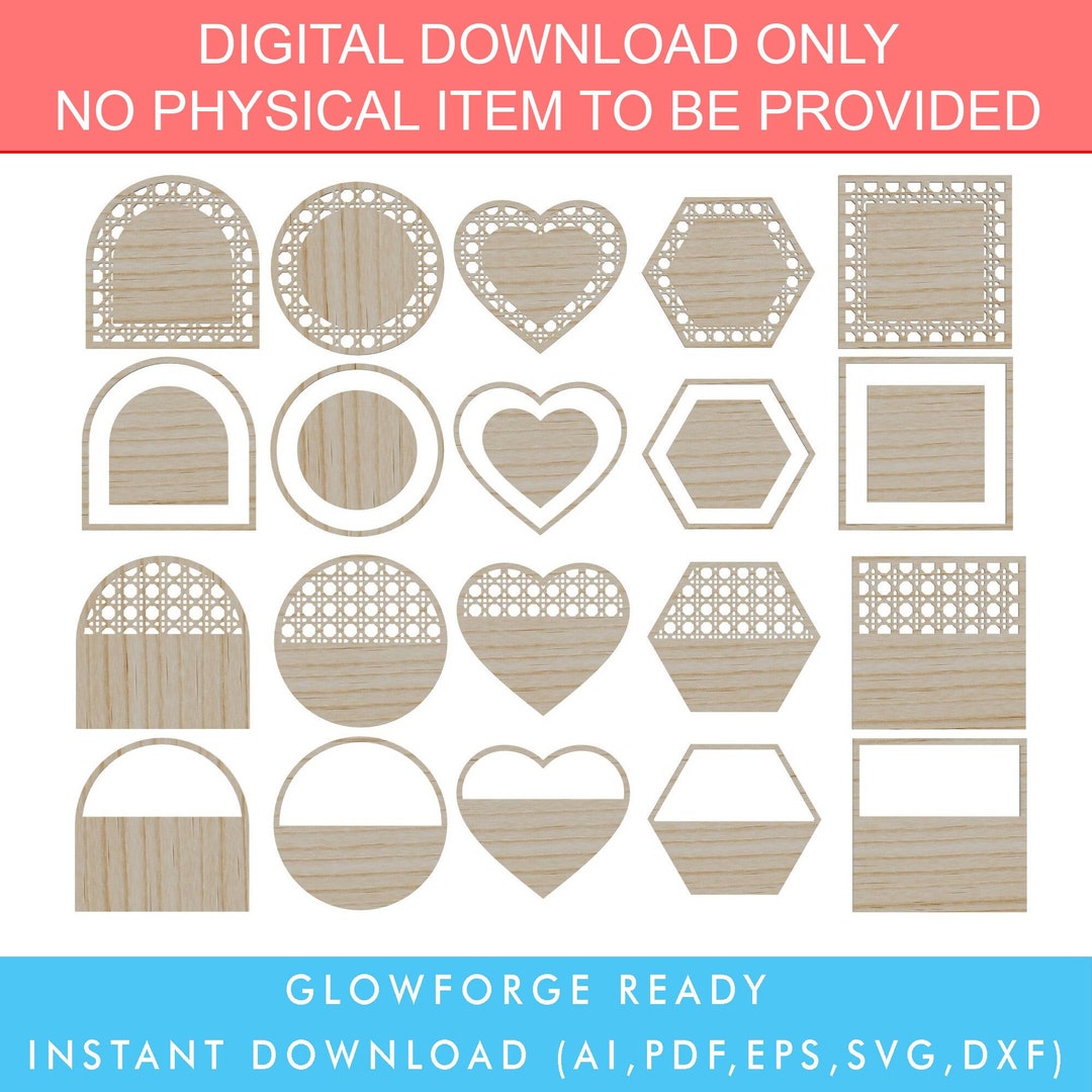 Laser Cut Template File - 2 Layers Rattan Pattern Frame Bundle ...