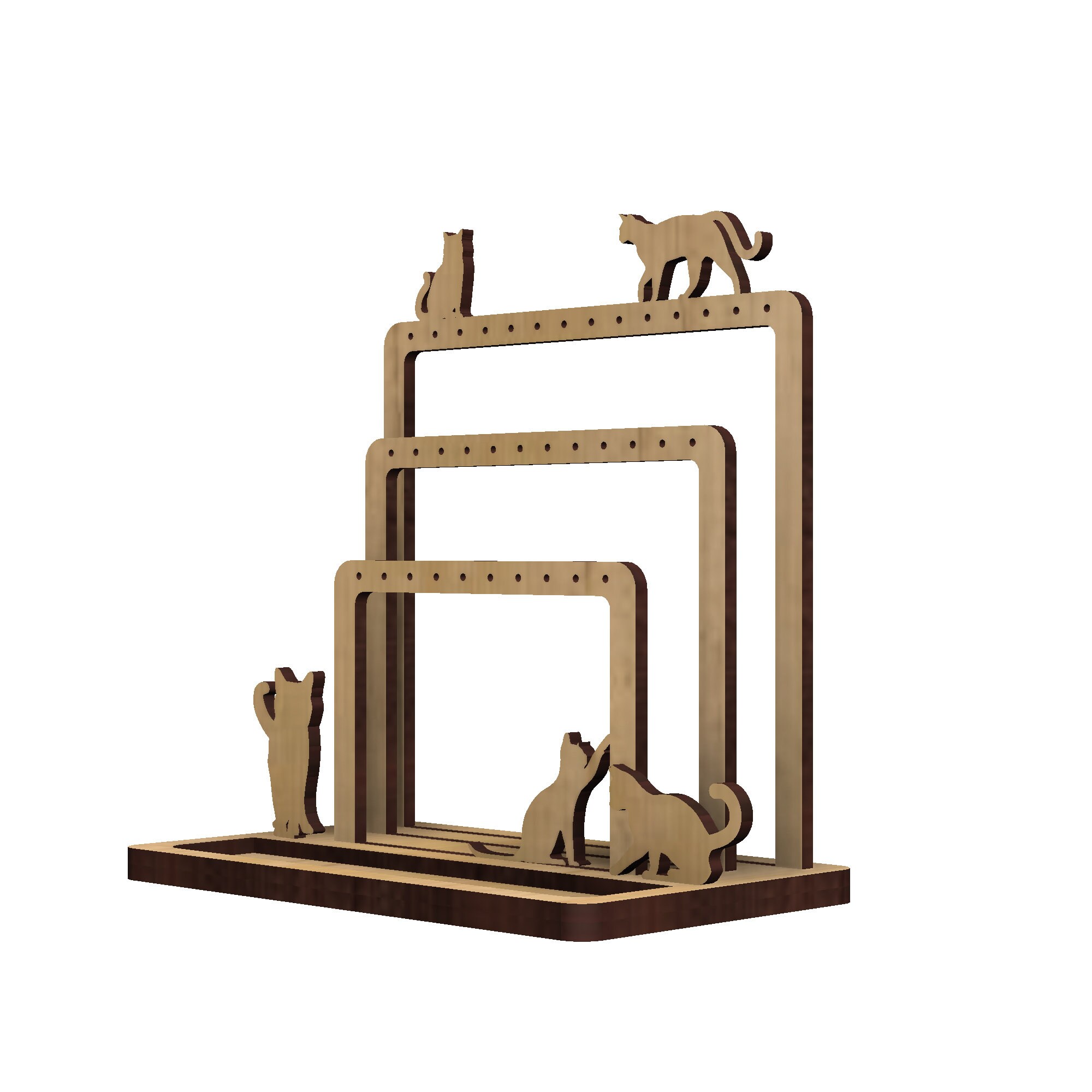 Cat Style 3 Layers Earring Display Stand With Small Tray Vector File ...