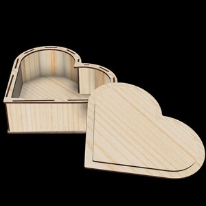 Customization Laser Cut Files for Heart Shaped Gift Box With Lid, Heart ...