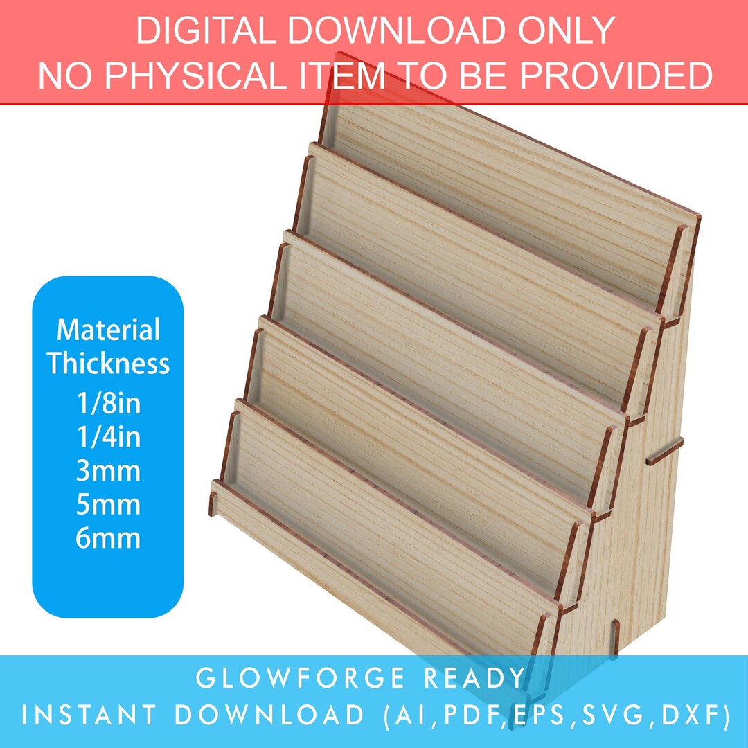 Laser Cut File for 5 Tier Display Stand 18" Shelf Tilted Display ...