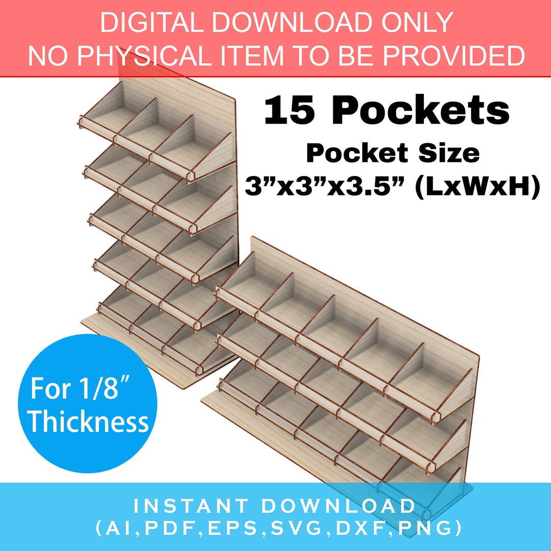 Laser Cut File for 3"x3"x3.5" Pocket Size Display Stand, Countertop ...