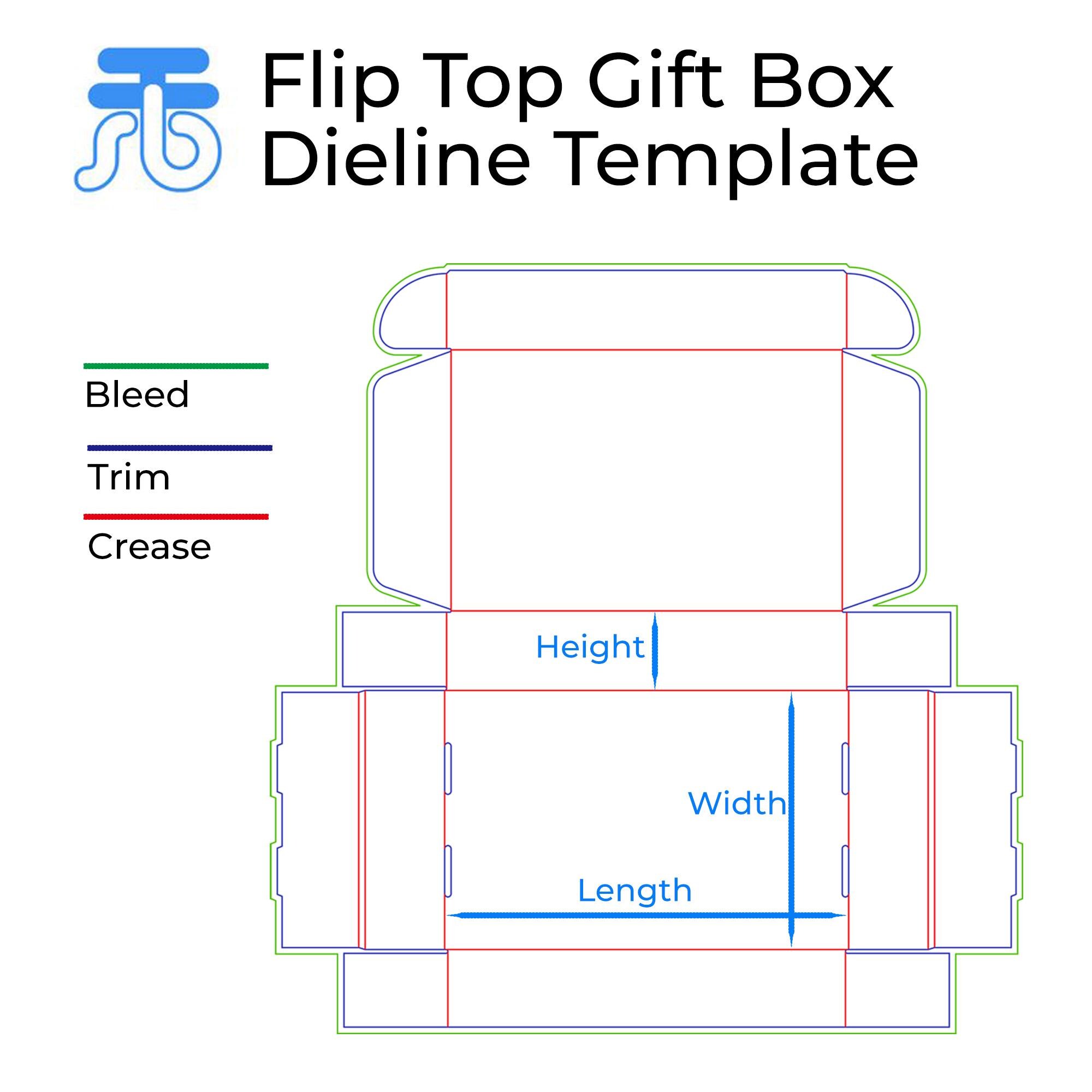 Flip Top Gift Box Template – 8 Standard Sizes | Printable Packaging ...