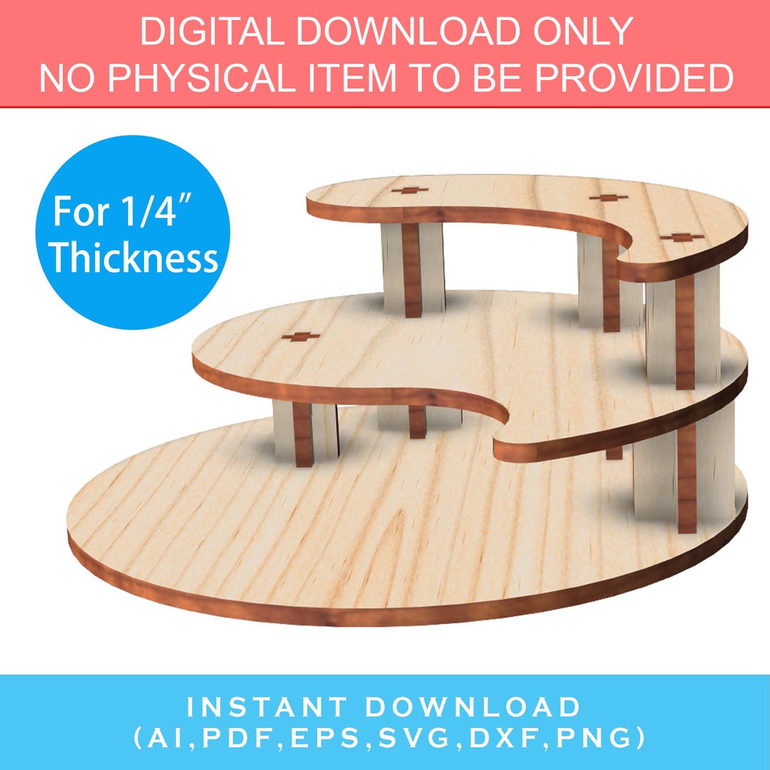 Laser Cut 3-tier Display Stand Laser Cut File - Svg Digital Download ...