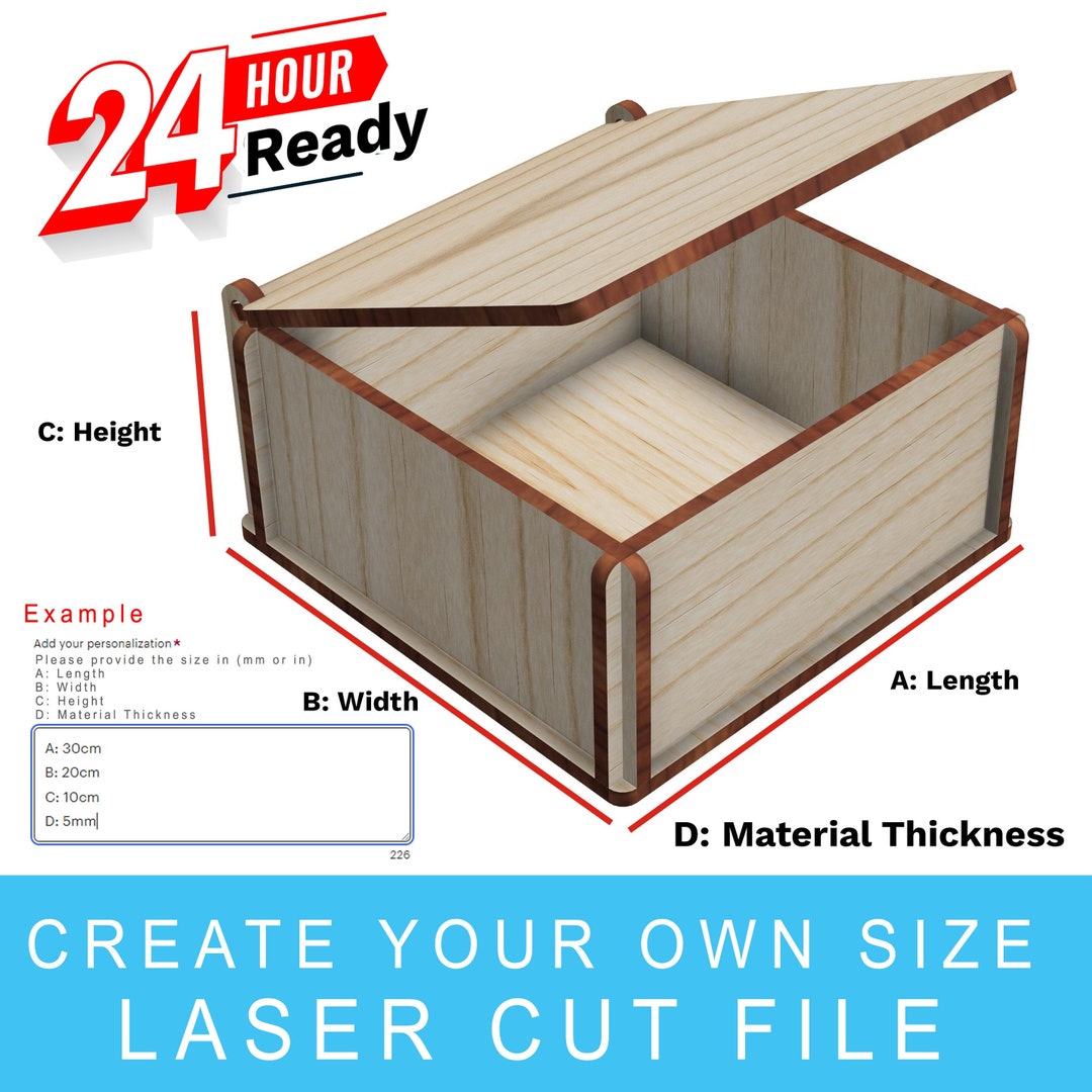 Customization Laser Cut Template for Flip up Lid Boxes, Small Box ...