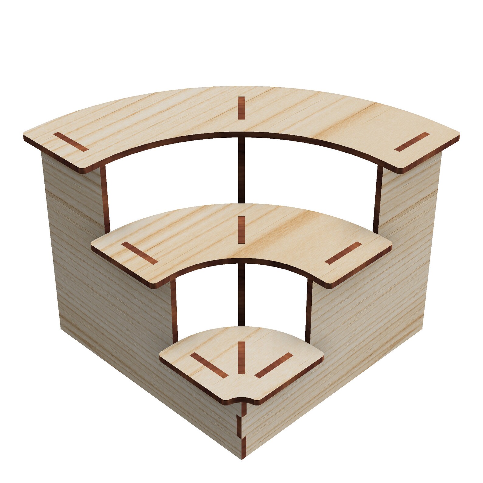 3 Tiers Quarter Circle Display Stand for Product Display and Craft Fair ...