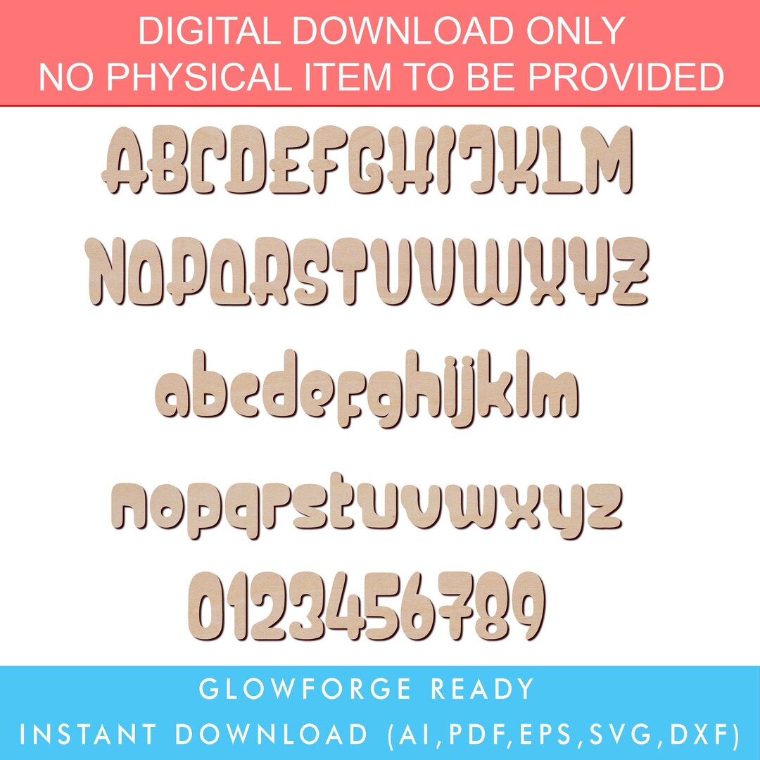 Vector Laser Cut Lettering Alphabet Cute Baby Font Wooden Letter A-Z, 0 ...