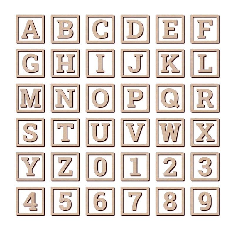 Vector Laser Cut Baby Blocks Lettering Alphabet Font Wooden - Etsy