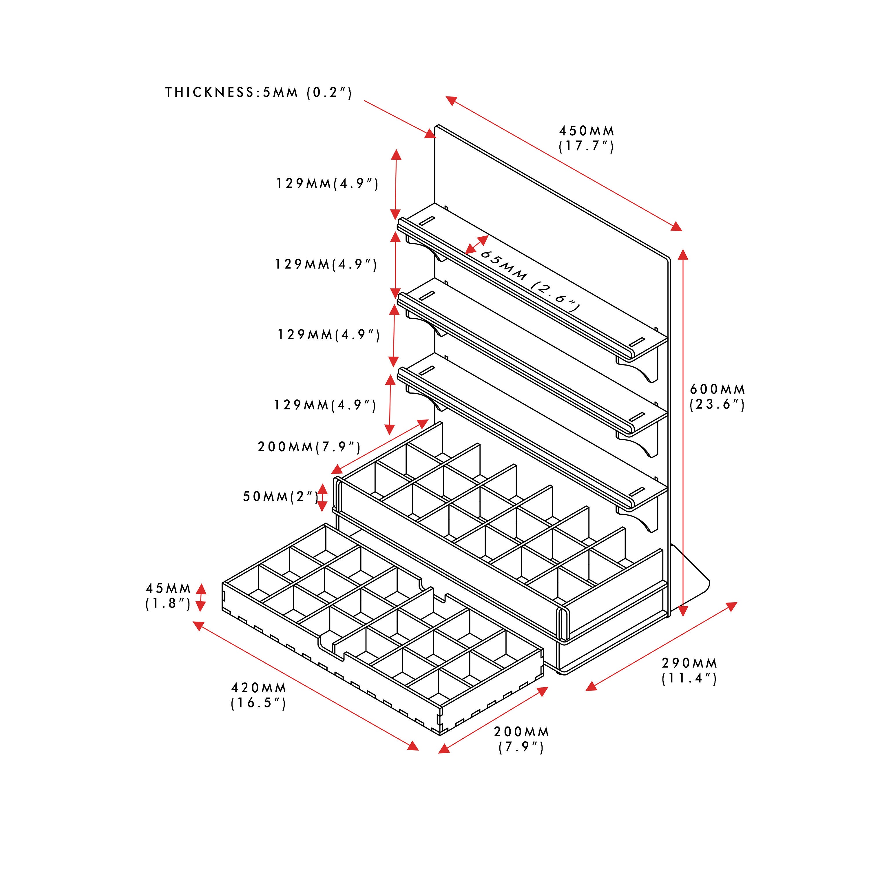 450x600mm 3 Tiers Shelf Product Display Stand With 2 Steps With 18 ...