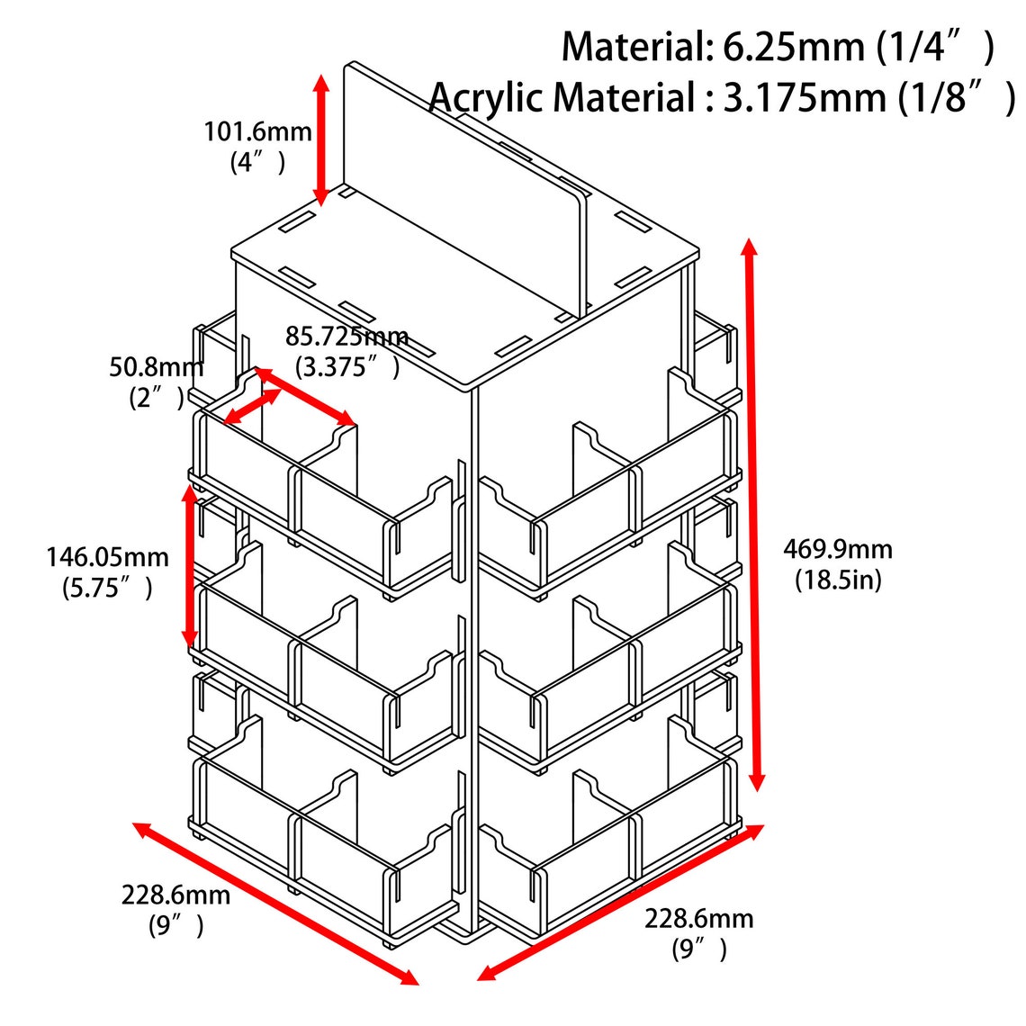 4 Sided, 24 Pockets, Pocket Size 3.4