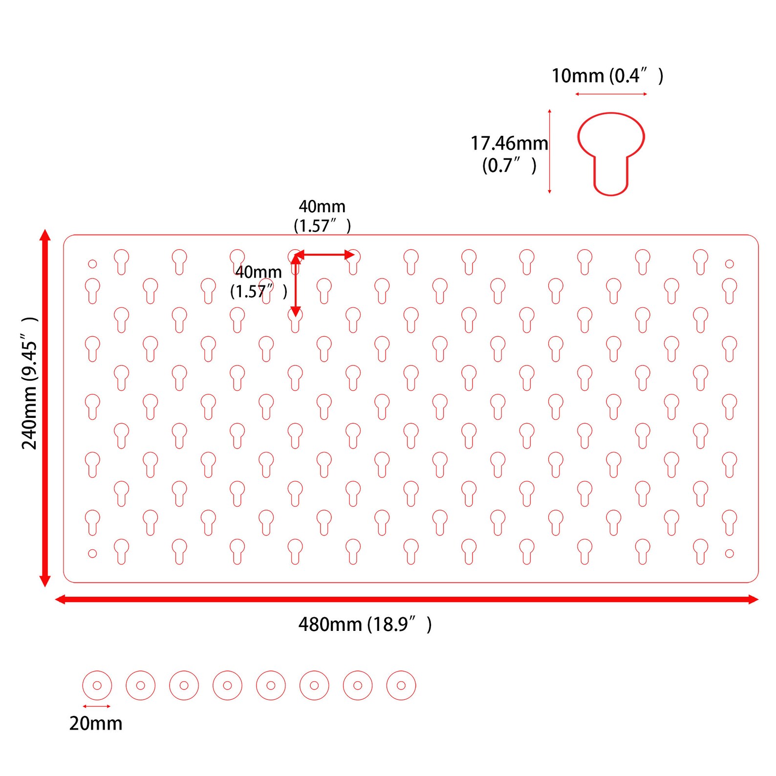 48x24cm Wall Keyhole Pegboard Vector File for Laser Cut Ready | Etsy