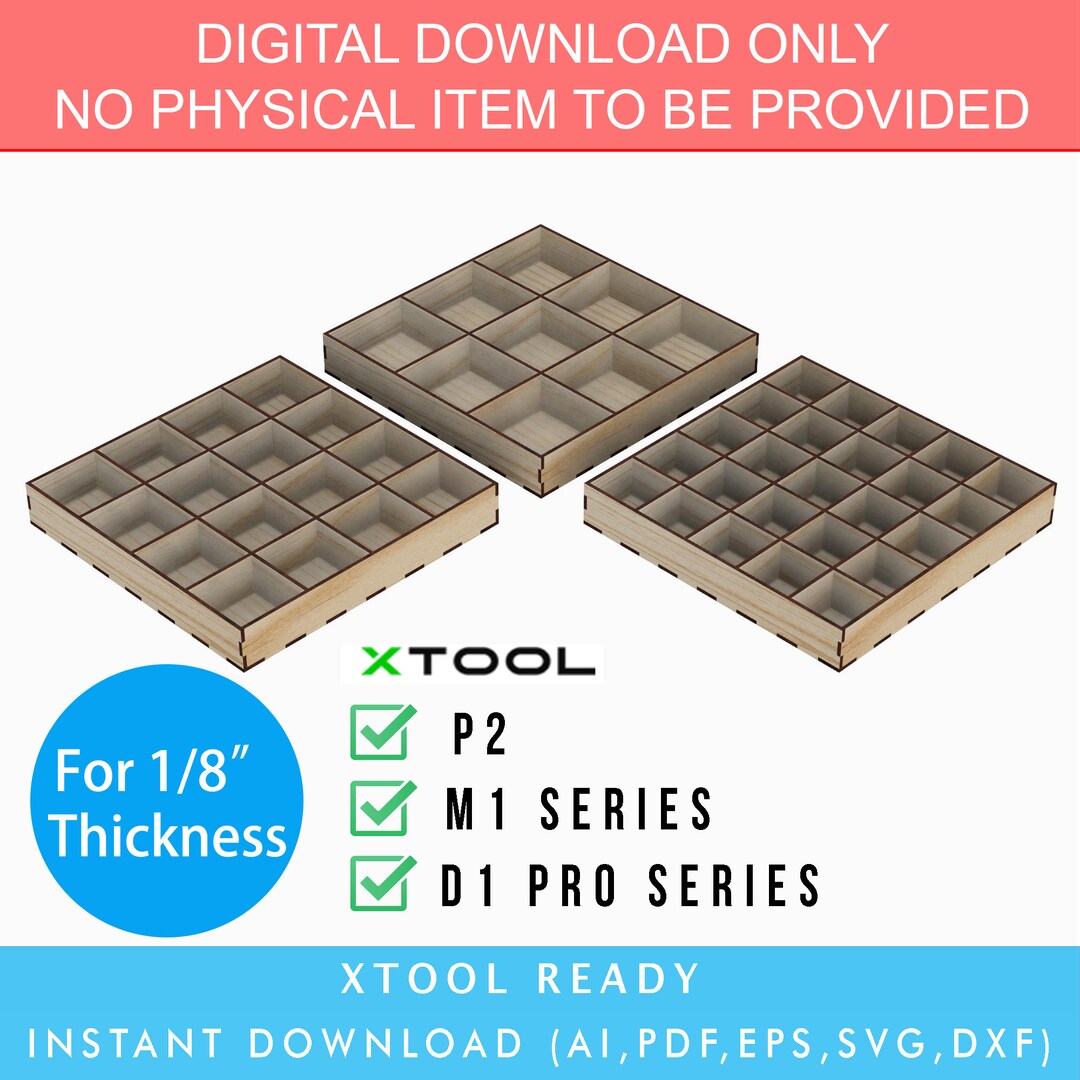 Laser Cut Template 4 Different Compartments Grid Case Insert - Etsy