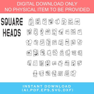 51 Square Head Cartoon Design - Digital File for Laser Cutting ...