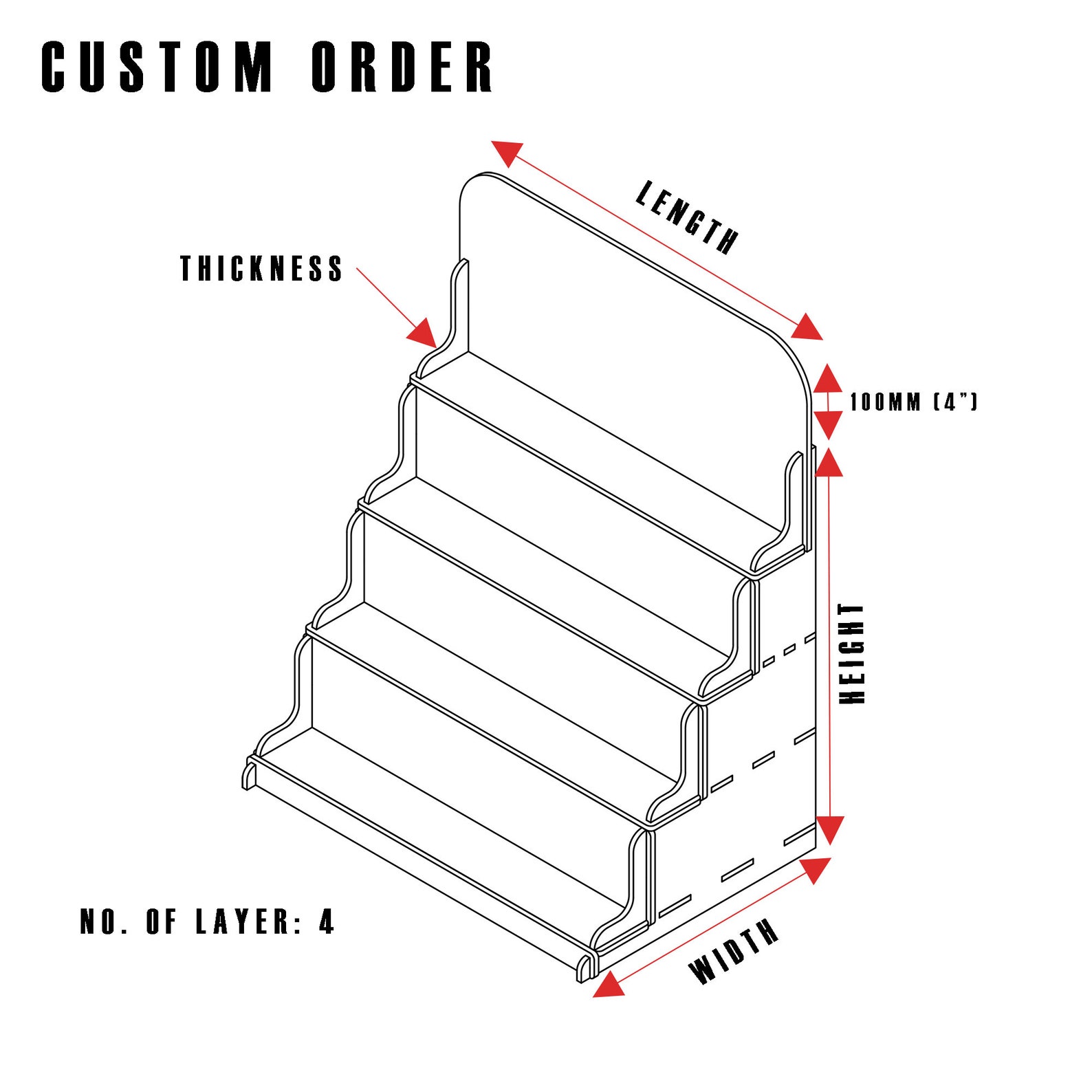 Custom Order 4 Layers Product Display Stand With Drawer in - Etsy