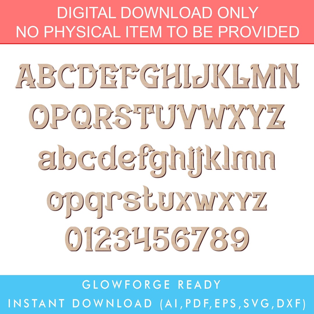 Vector Laser Cut Lettering Alphabet Tattoo Font Wooden Letter A-Z, 0-9 ...