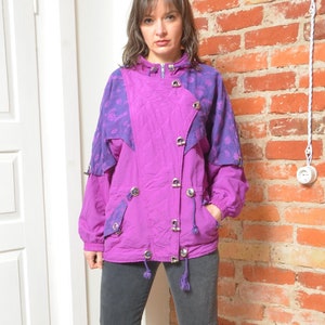 Vintage 80s Ski Jacket Zipper Color Blocking Skiing Snowboarding - Size ...