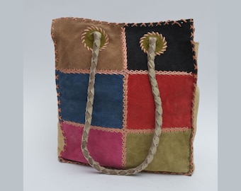 Suede patchwork bag | Etsy