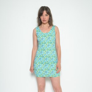 Vintage Geometric Mini Dress / 90s Colorful Circle Print Short Mini ...