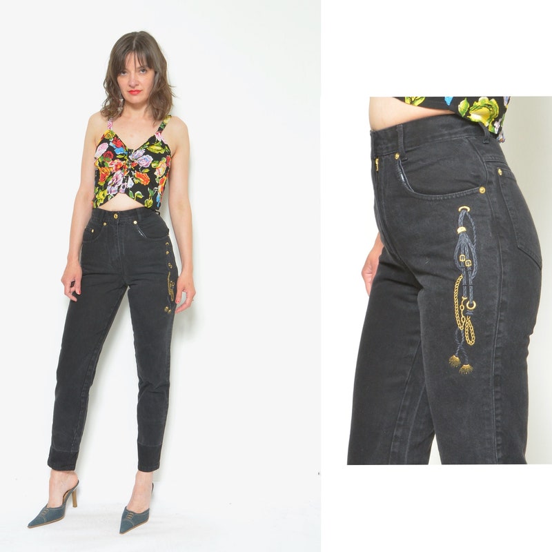 Embroidered Jeans - Etsy