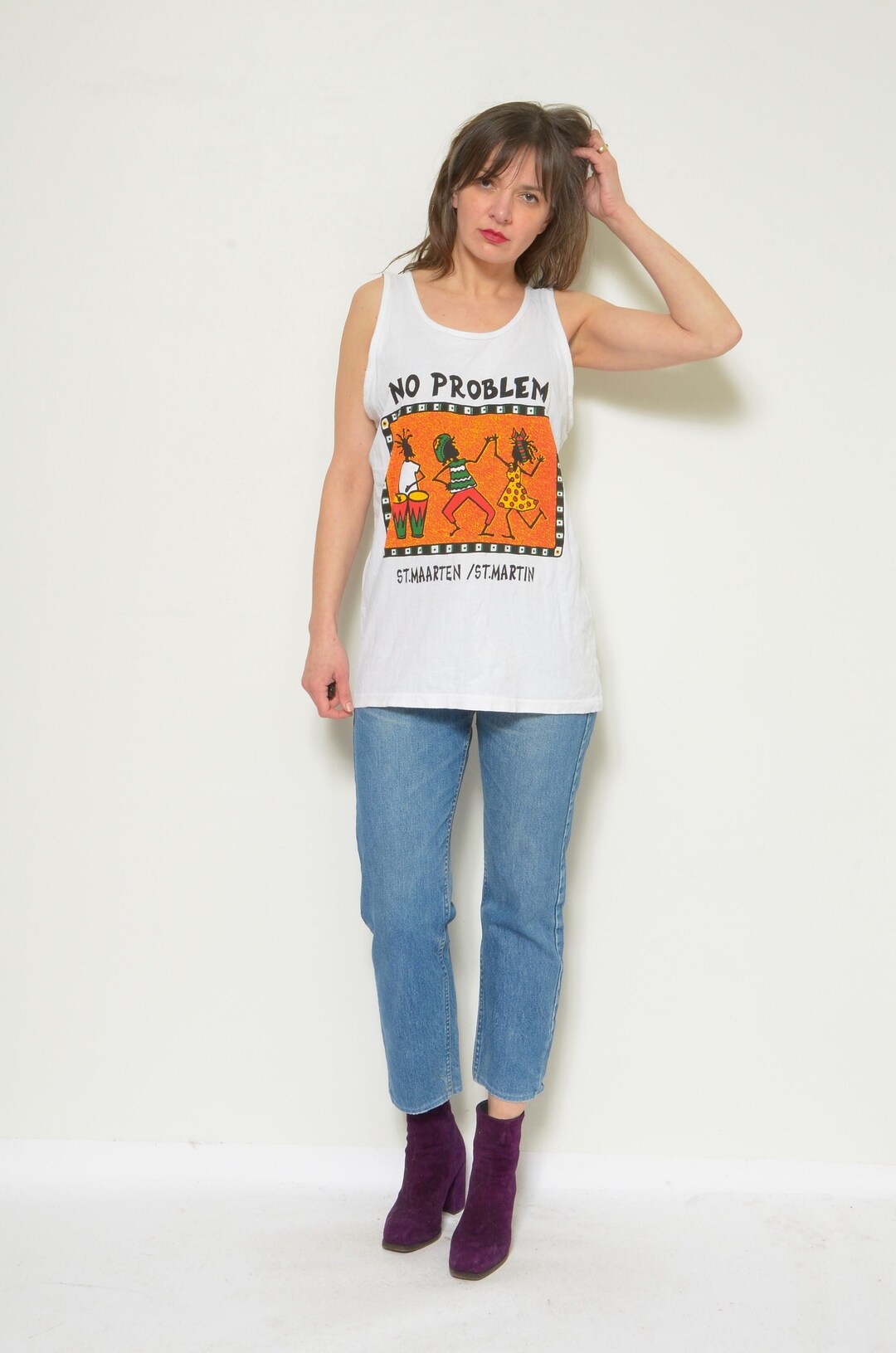 St. Maarten Tourist Tank Top Print on Top No Problem - 90s Vintage ...