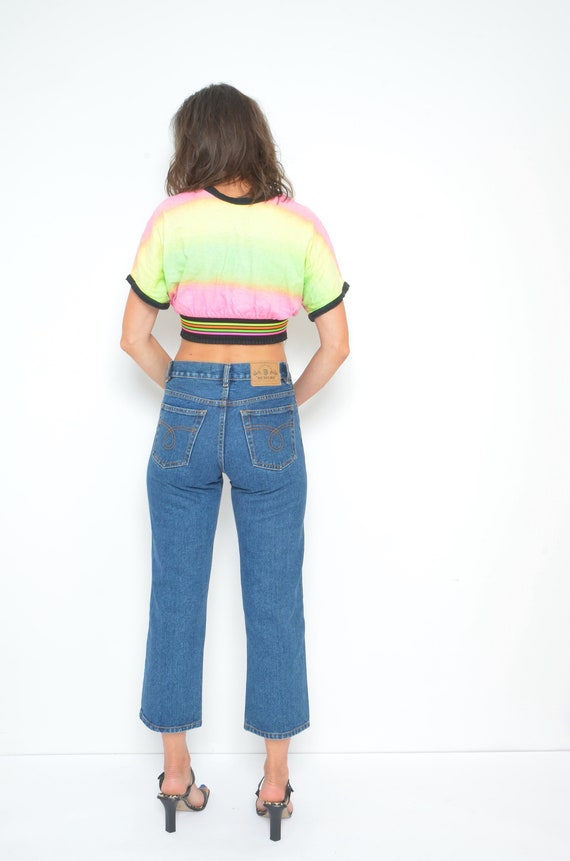 Neon Crop Top / Vintage 80s Bright Colorful Short Sle… - Gem