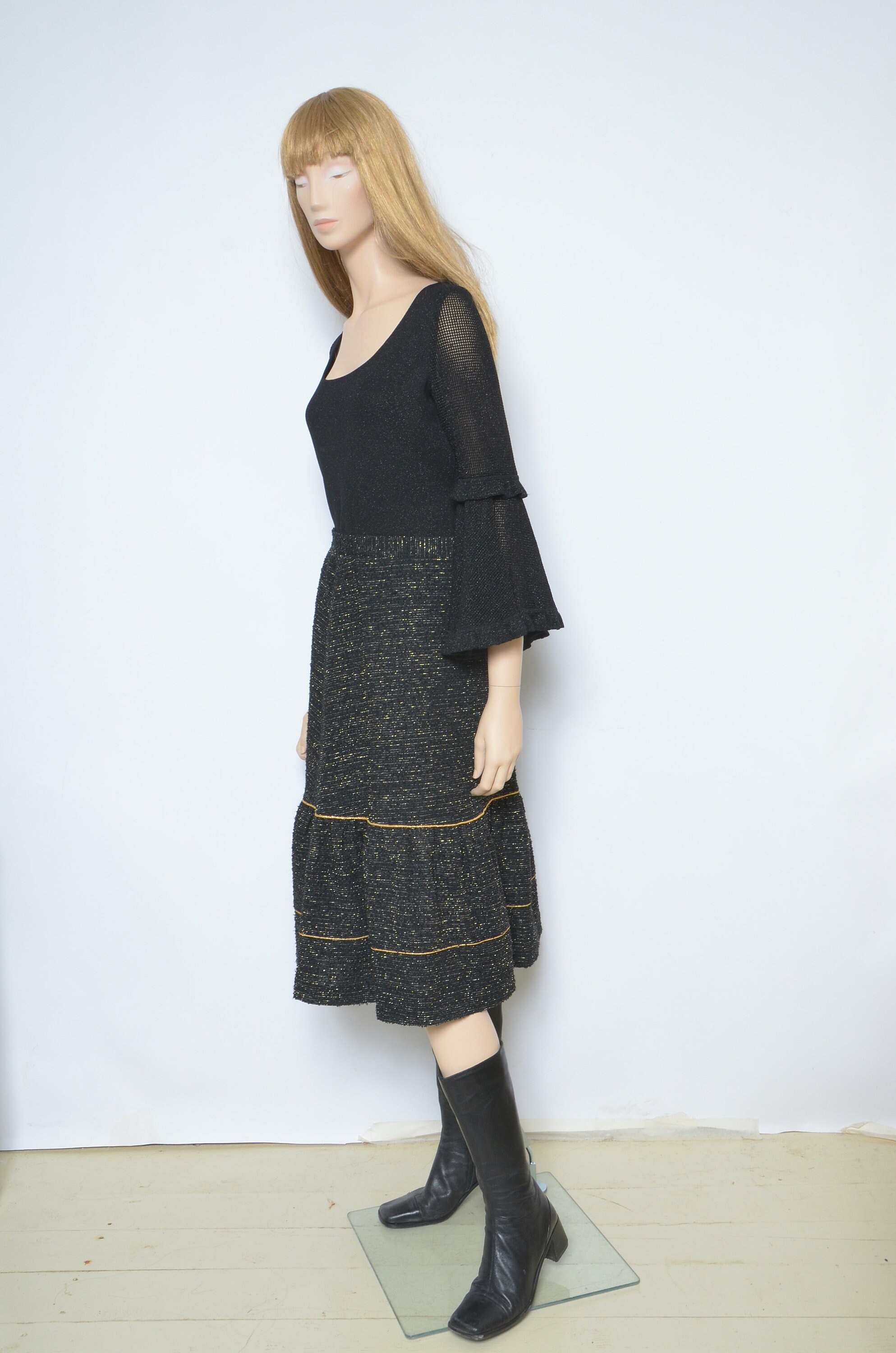 Ruffled Metallic Skirt / Vintage 80s Ruffled High Waist Long - Etsy UK