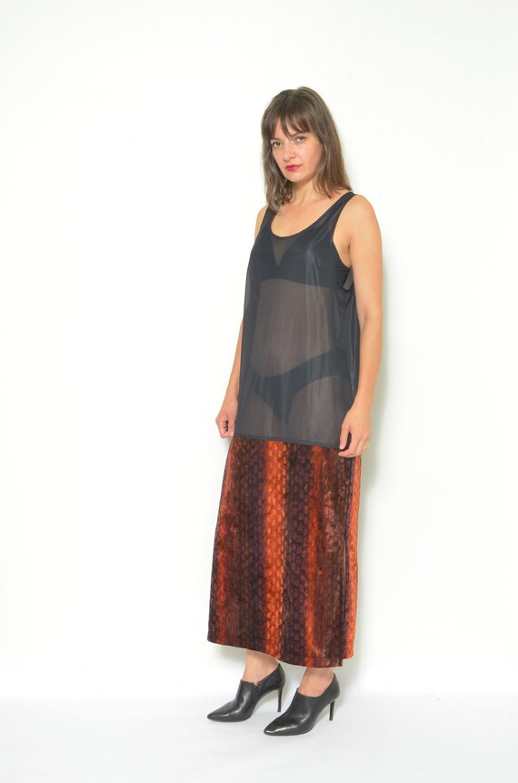 80s Mesh Sheer Maxi Dress / Vintage 1980s Sleeveless … - Gem