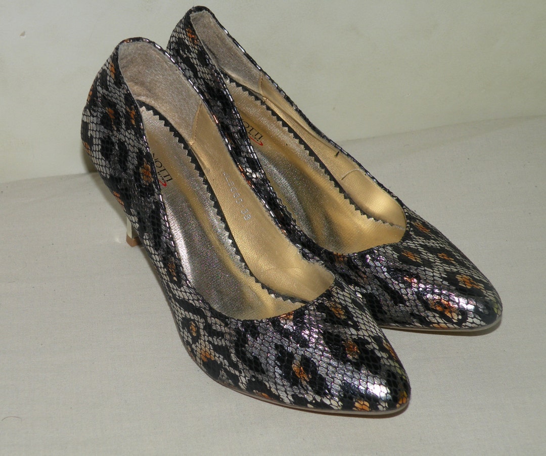 Vintage Giuseppe Zanotti Silver Snake Skin High Heel Shoes - Etsy