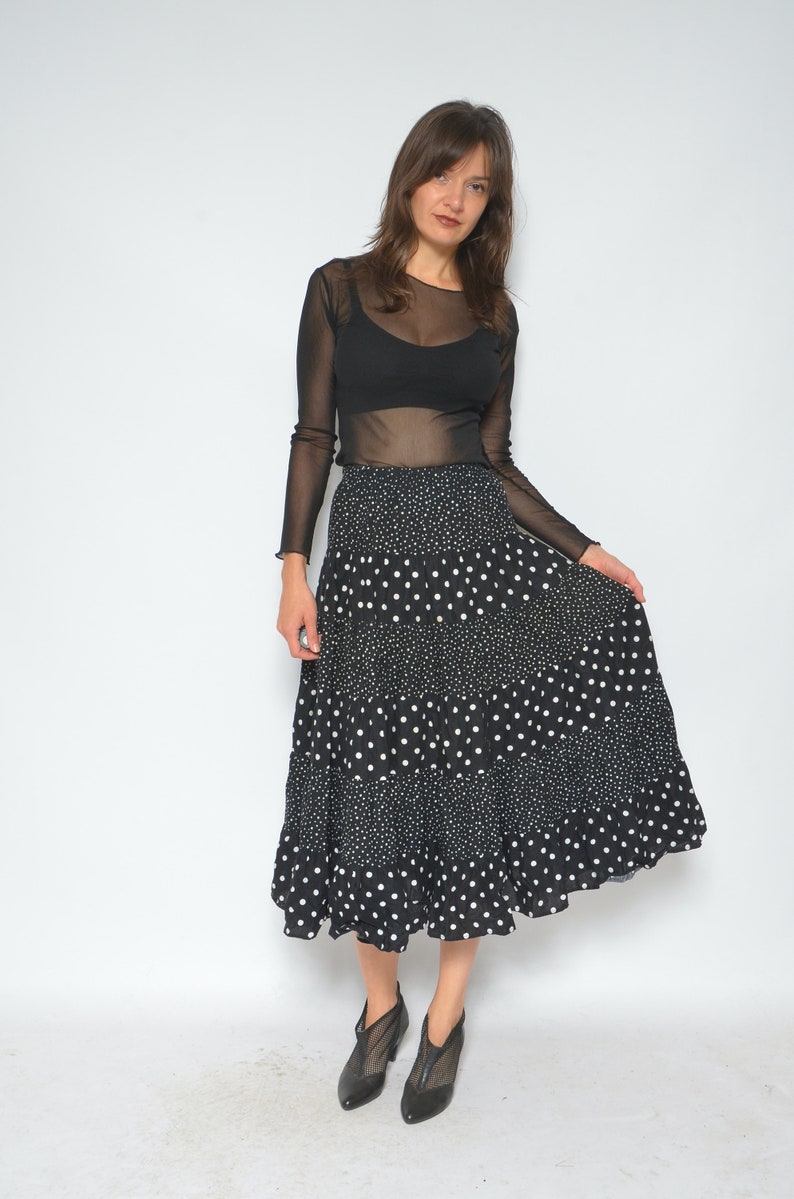 Betty Barclay Ruffled Long Skirt / Vintage 80s High Waist - Etsy