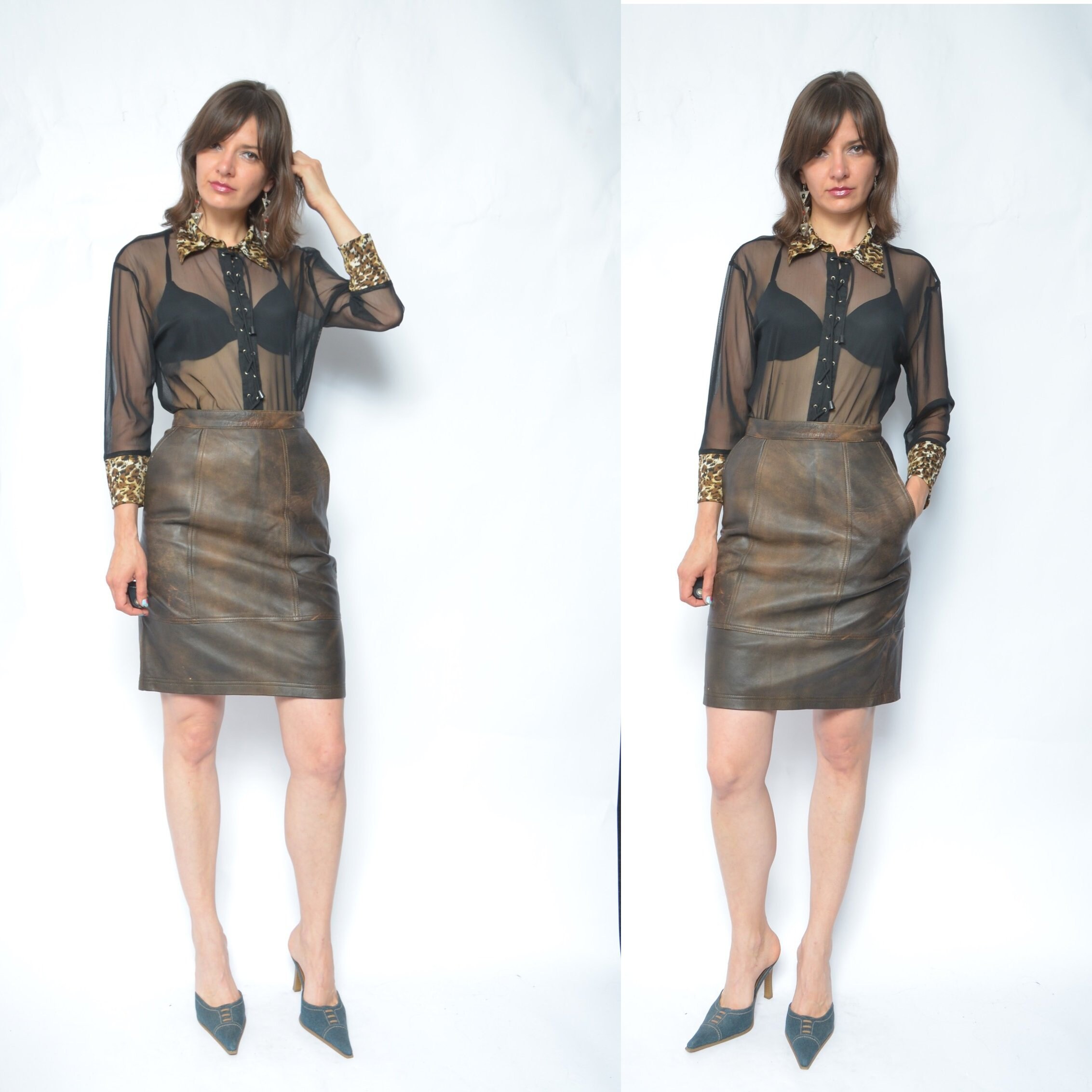 Leder Minirock / High Waist Distressed Echtleder 80er Jahre | Etsy