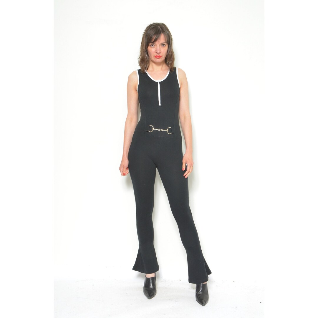 Vintage Sleeveless Unitard /90's Flared Leg Sports Leggings Jumper Size ...