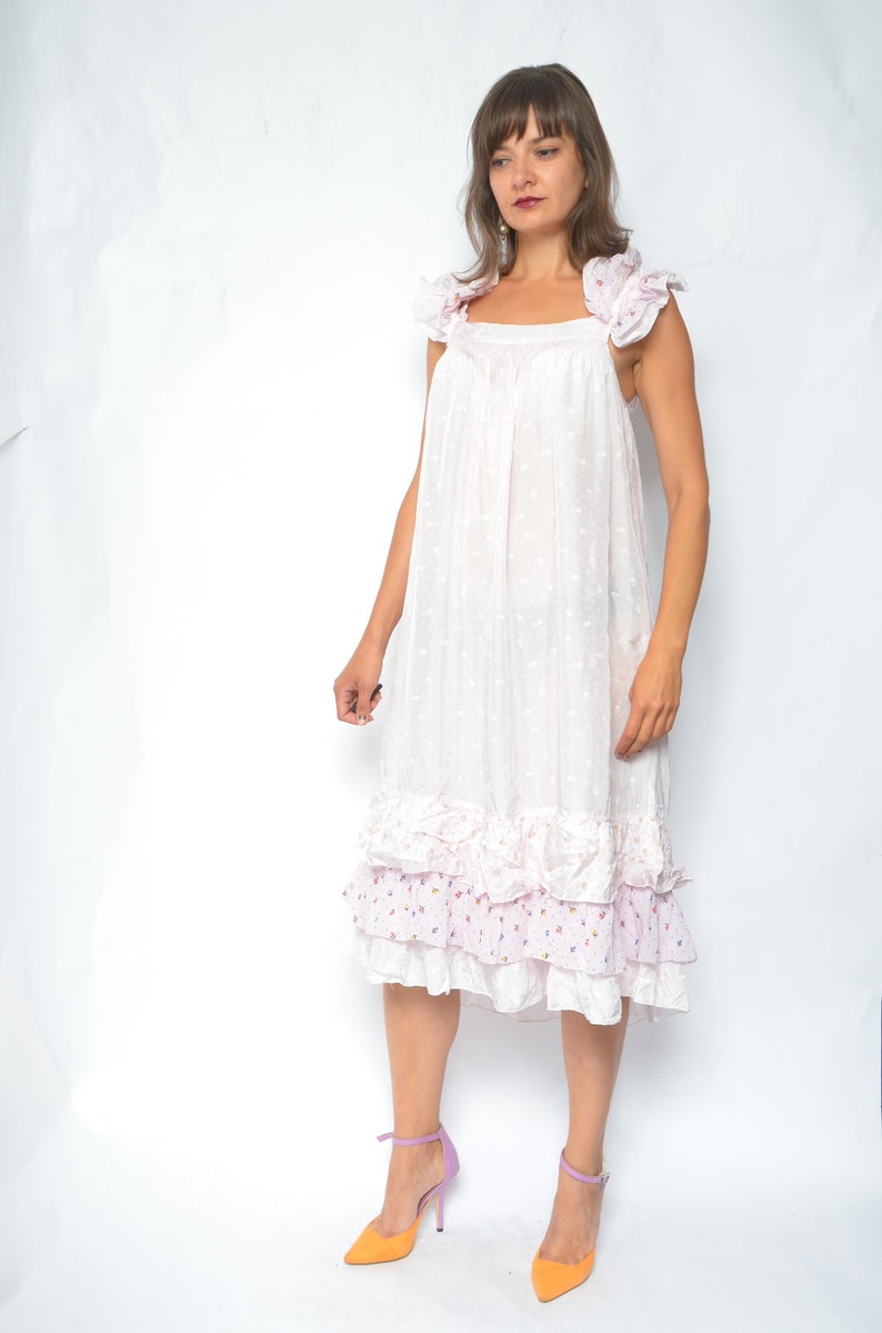 Ruffled Satin Long Dress / Vintage 80s Light Pink Sleeveless - Etsy