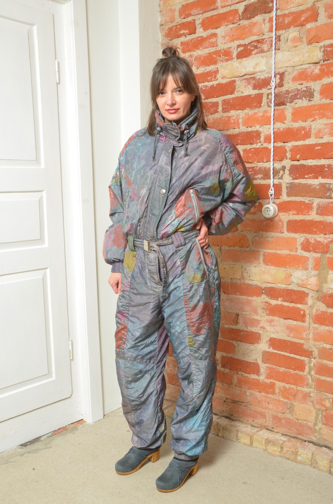 Vintage 80's Multi Color Shiny Abstract Ski Suit - Size Large - Etsy