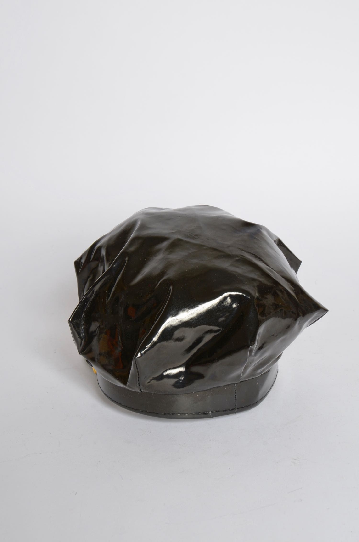 Vintage 90's Black Vinyl Go Go Cap Twiggy Hat With Police | Etsy