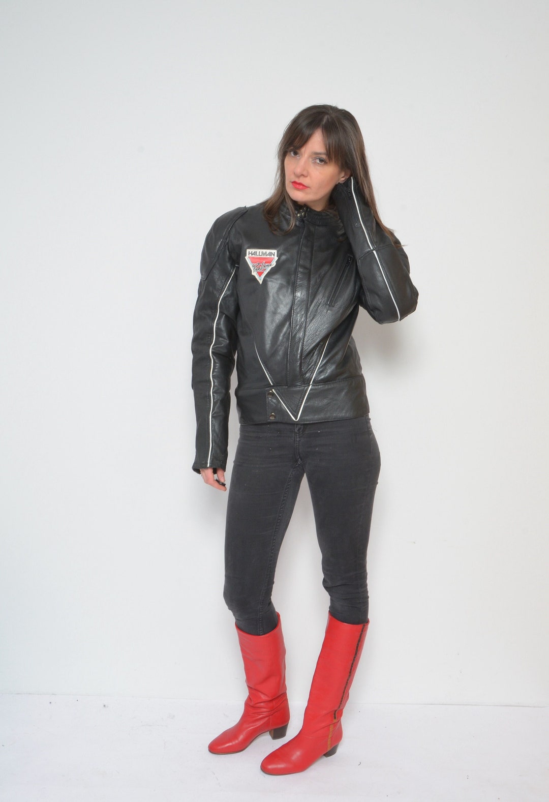 Motorcycle Cafe Racer Jacket / Vintage 80's Hallman Real Leather Color ...