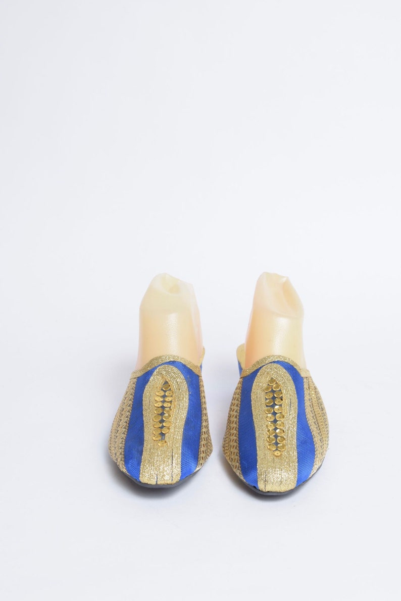 Vintage 90's Gold and Blue Slippers From Philippines - Etsy