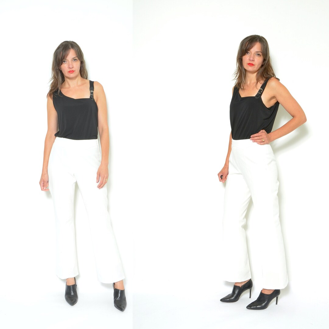 70s White Pants Vintage Center Creased Straight Leg Western Style ...