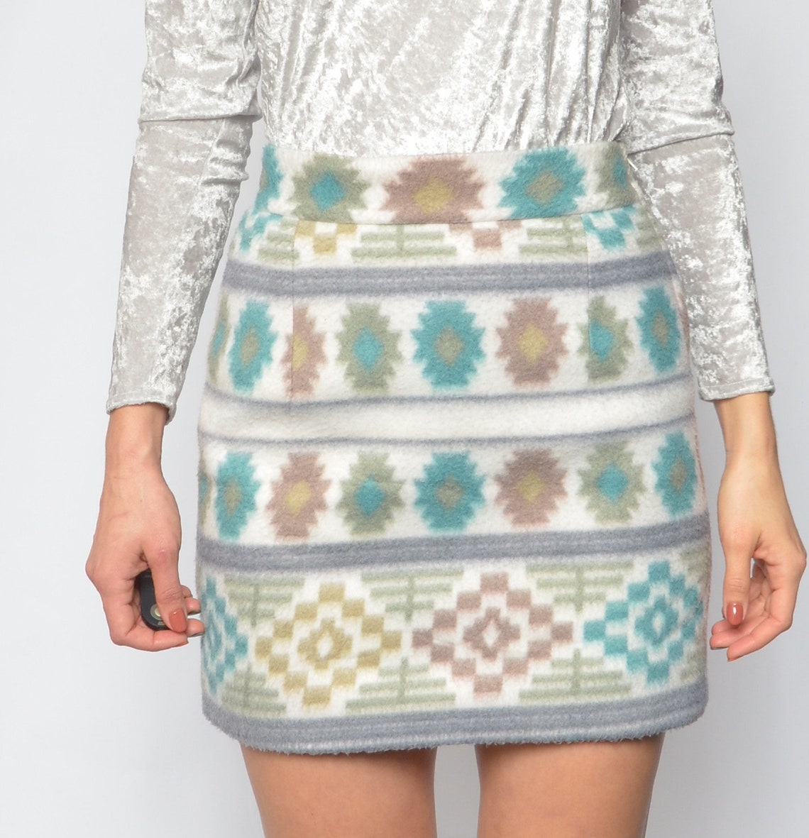 Navajo Pattern Skirt / Vintage 90s Fleece Native American | Etsy