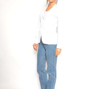 Pinstriped White Button Jacket / Vintage 90s Striped Cropped Blazer ...