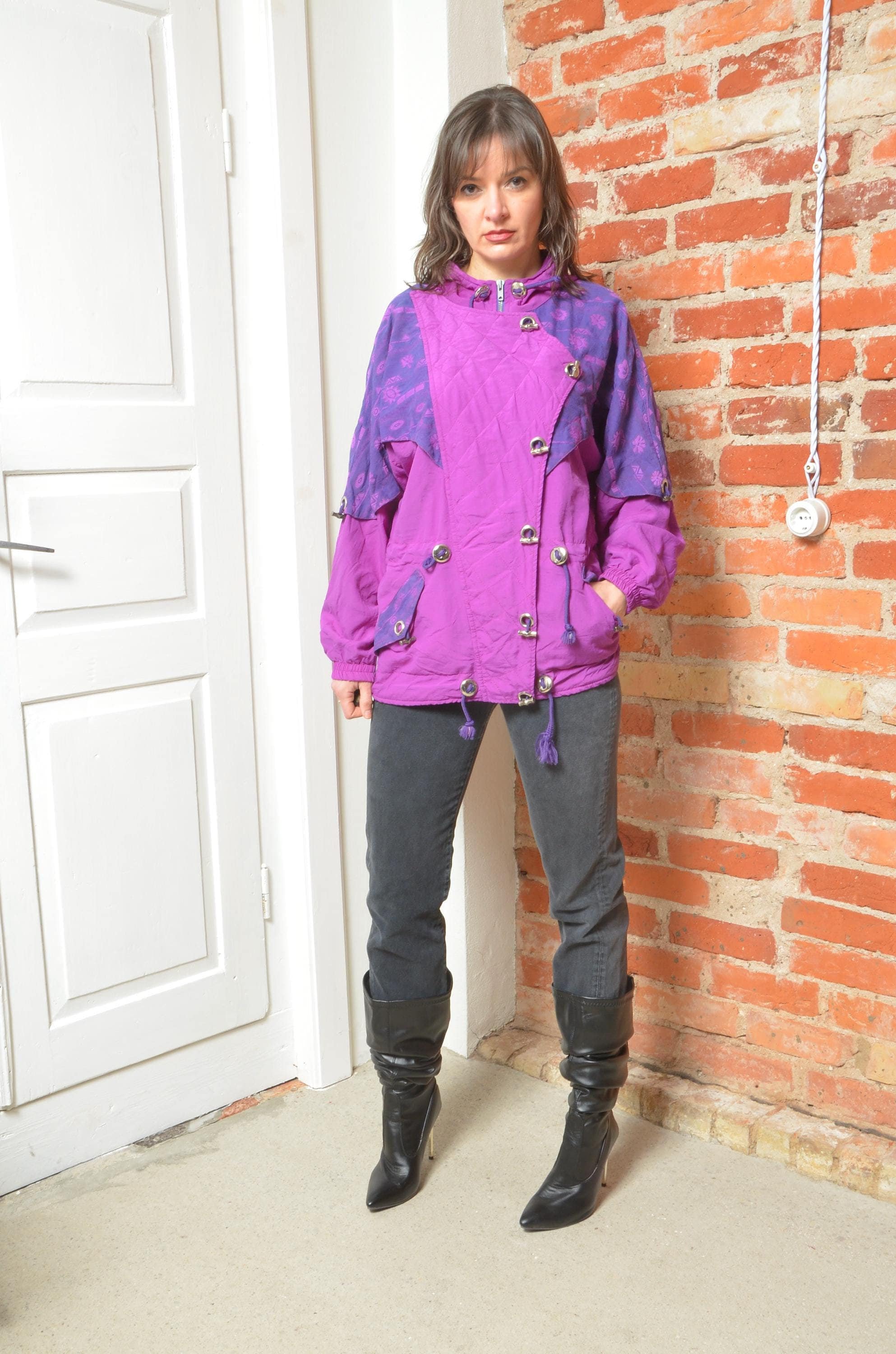 Vintage 80s Ski Jacket Zipper Color Blocking Skiing Snowboarding - Size ...