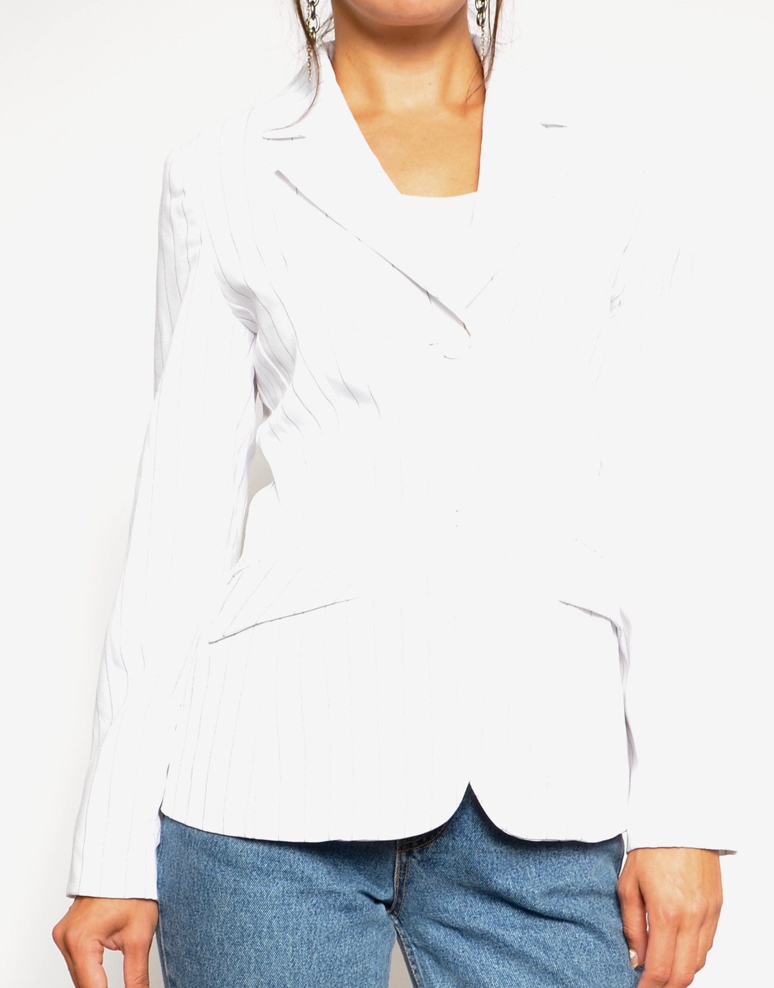 Pinstriped White Button Jacket / Vintage 90s Striped Cropped - Etsy