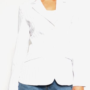 Pinstriped White Button Jacket / Vintage 90s Striped Cropped Blazer ...