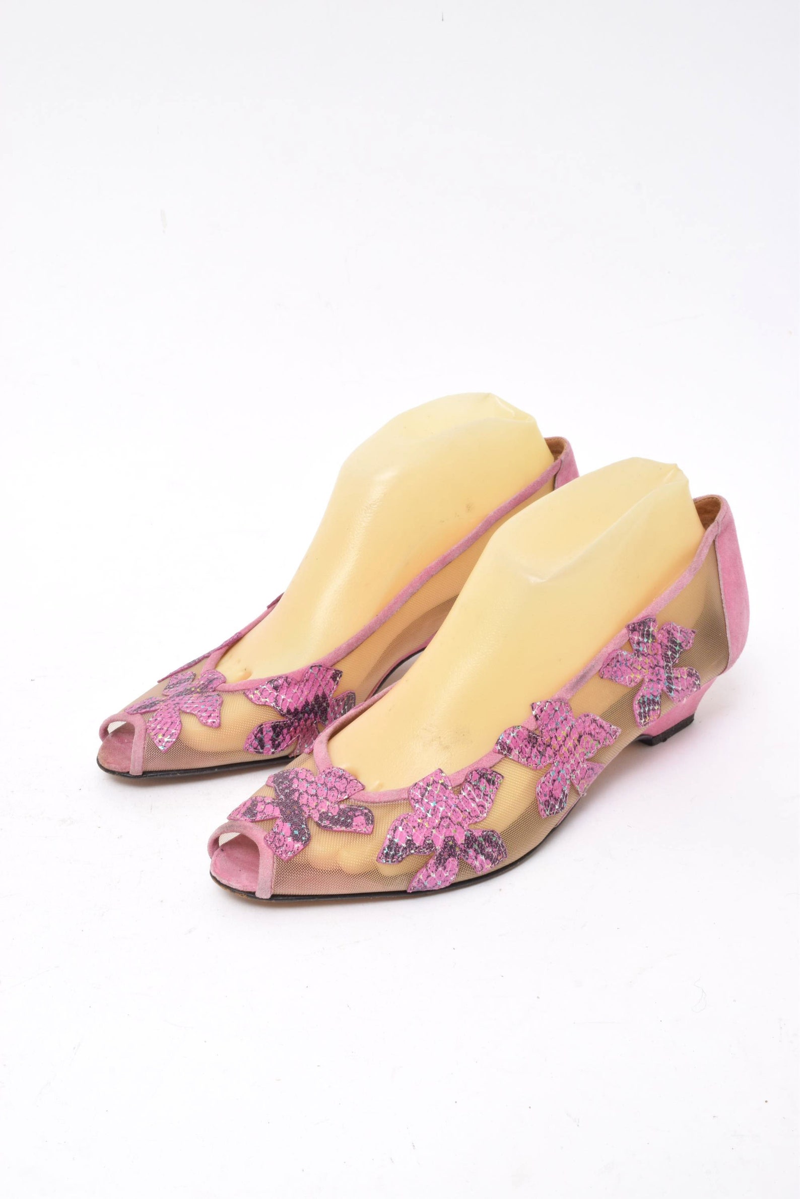 Vintage 90's Pink Italian Suede and Mesh Pumps Shoes (made in Italy) - Etsy