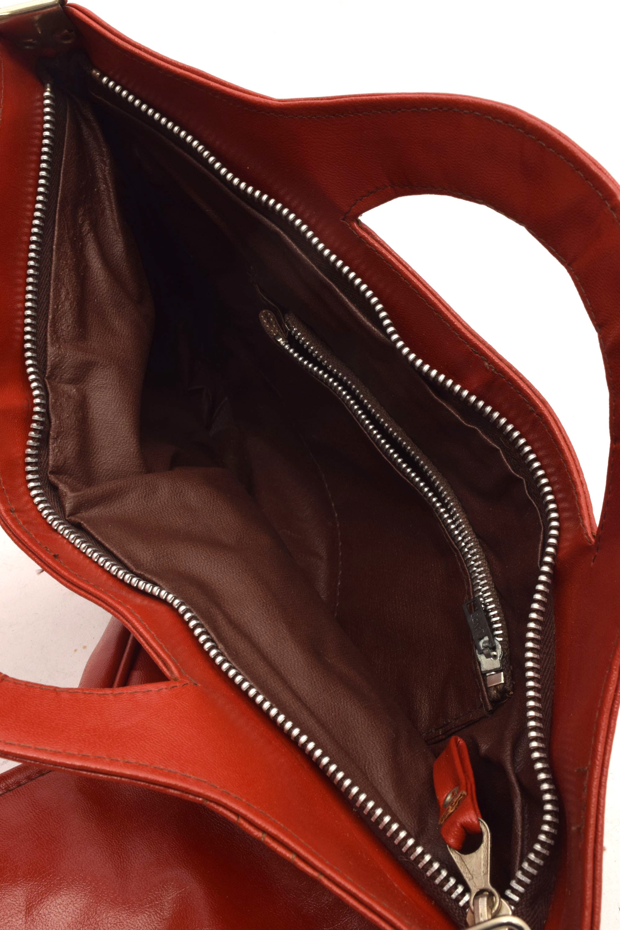 Vintage 70s Brick Red Leather Shoulder Bag Handbag Purse With Two Front ...