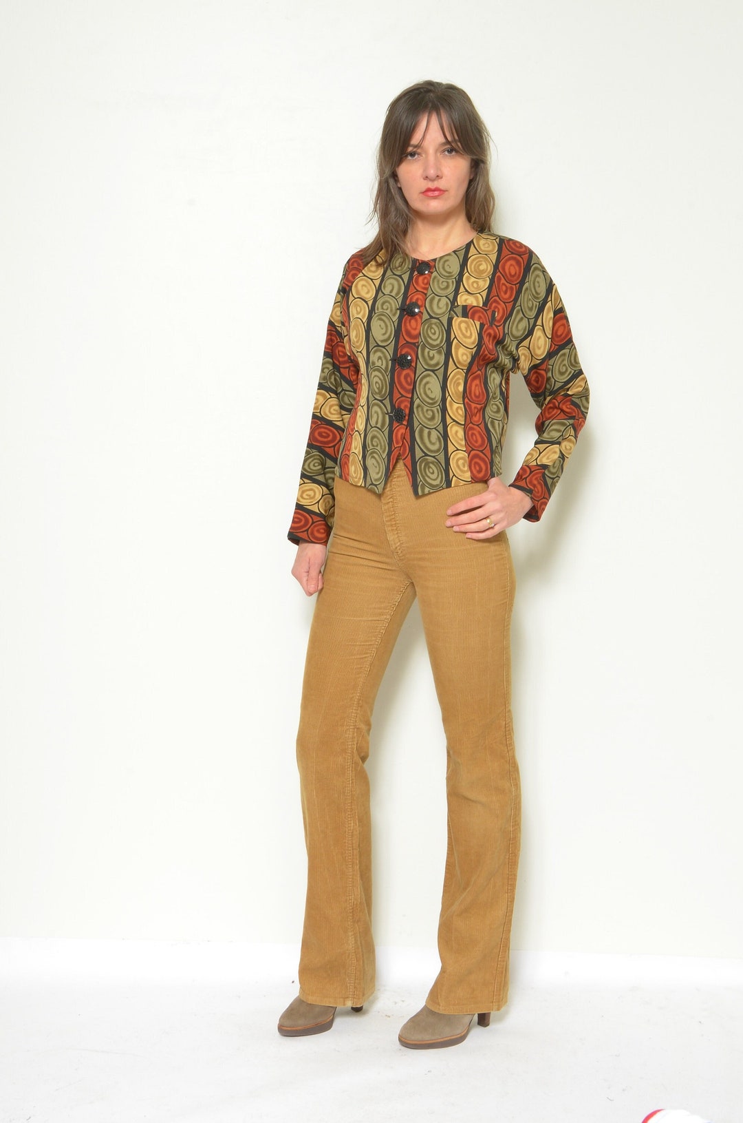 Vintage 80s Abstract Print Cropped Blazer - Myung Duk Size Small - Etsy