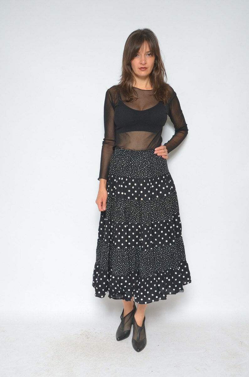 Betty Barclay Ruffled Long Skirt / Vintage 80s High Waist - Etsy